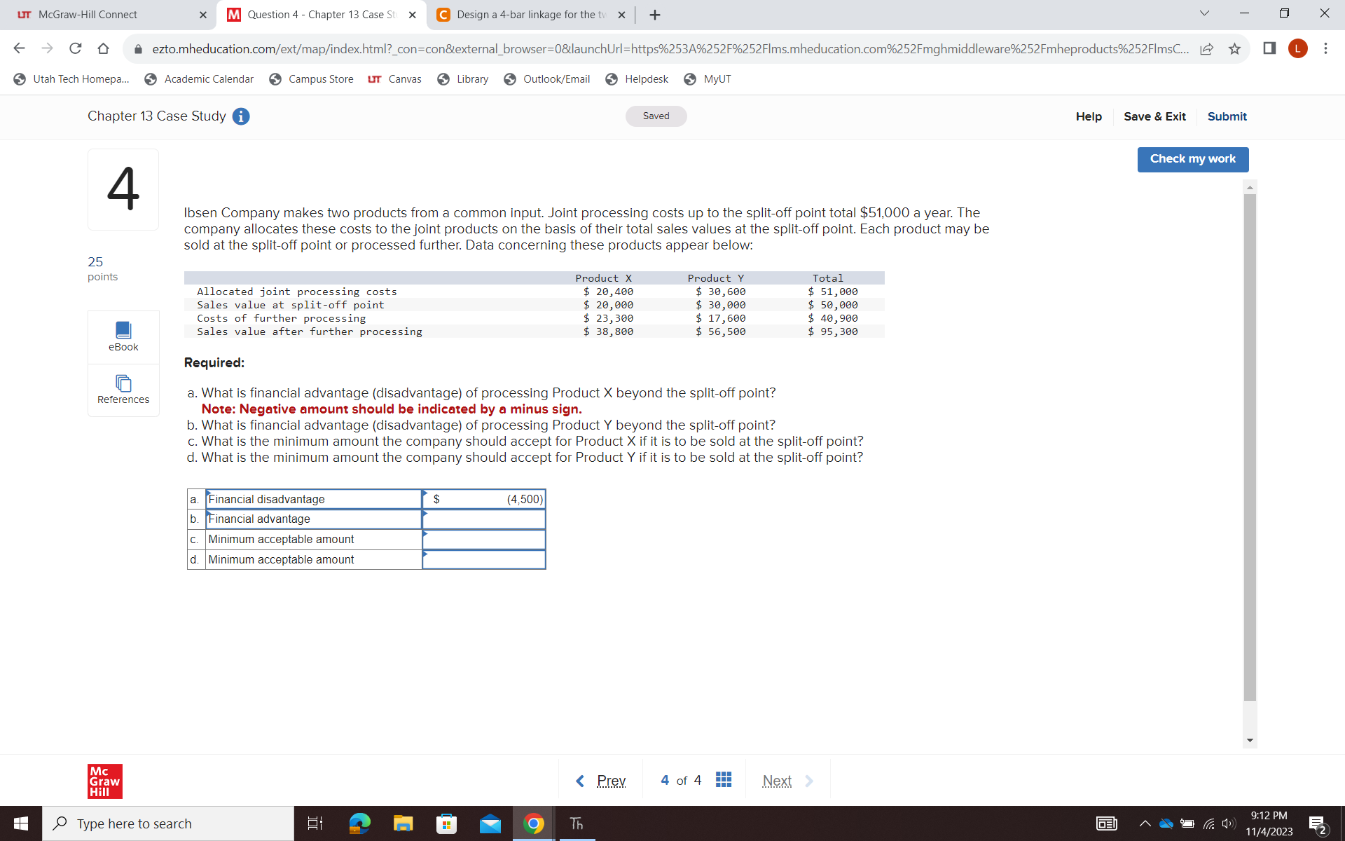 Solved Ibsen Company makes two products from a common input. | Chegg.com
