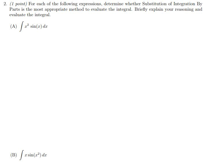Solved 2. (1 point) For each of the following expressions, | Chegg.com