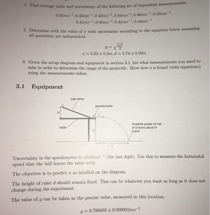 Solved 1. Find average value and uncertainty of the | Chegg.com