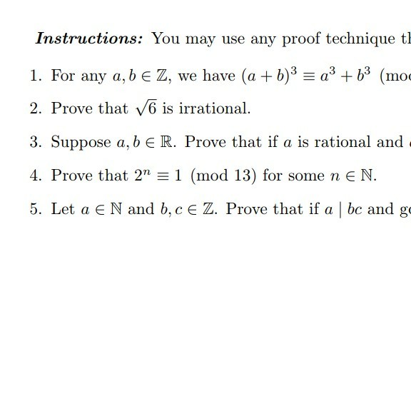 Solved Instructions: You may use any proof technique th 1. | Chegg.com