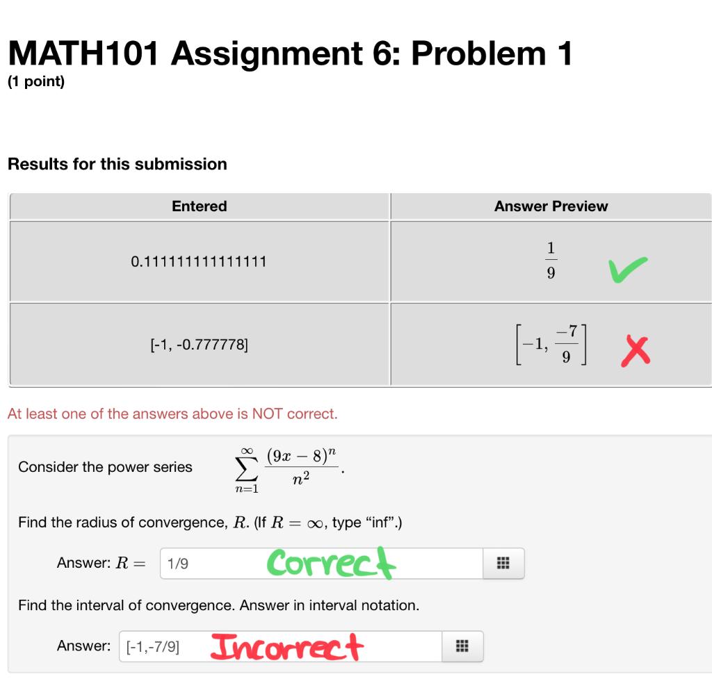Solved MATH101 Assignment 6: Problem 1 (1 point) Results for | Chegg.com