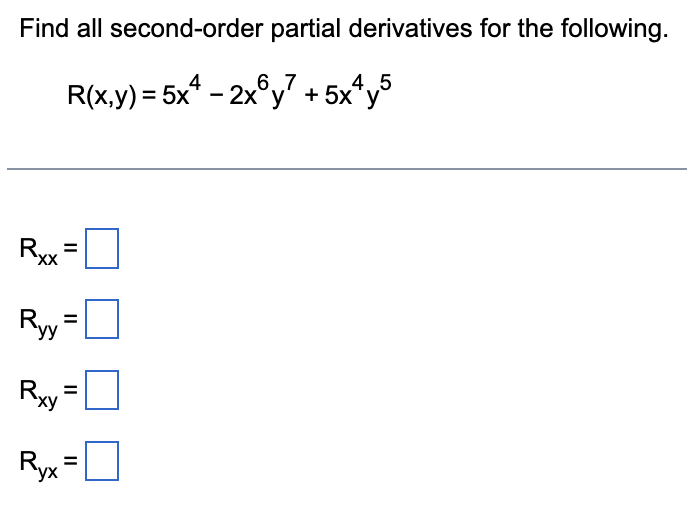 Solved Find all second-order partial derivatives for the | Chegg.com