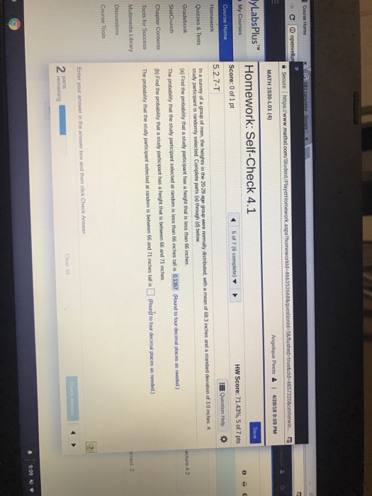 Solved MATH 1530-L01 (4) yLabsPlus Homework: Self-Check 4.1 | Chegg.com
