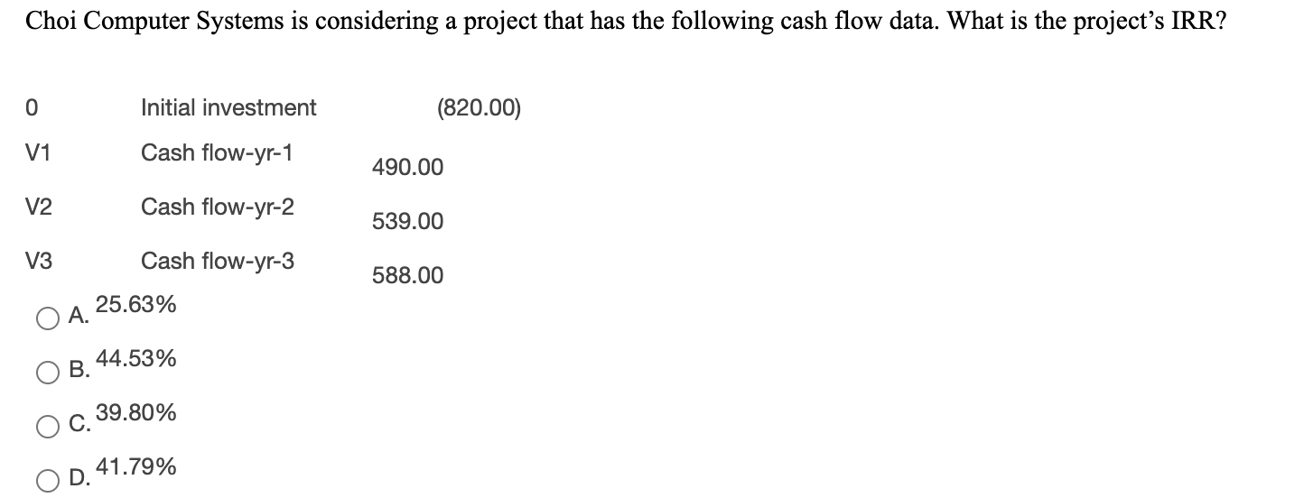 Solved Choi Computer Systems is considering a project that | Chegg.com
