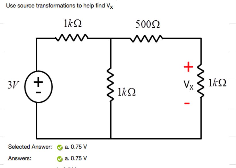 Solved Use source transformations to help find Vx 500Ω | Chegg.com