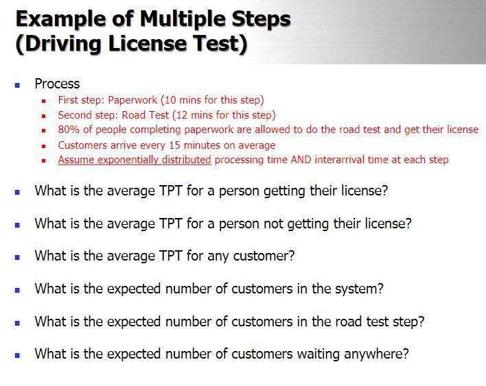 Solved Example of Multiple Steps (Driving License Test) - | Chegg.com