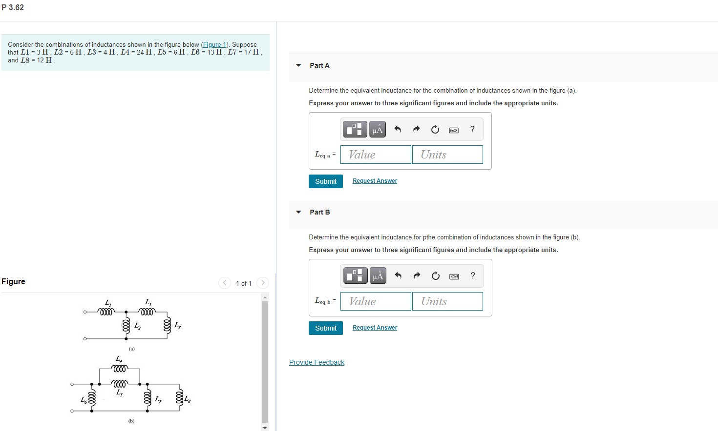 Solved P 3.62 Consider the combinations of inductances shown | Chegg.com