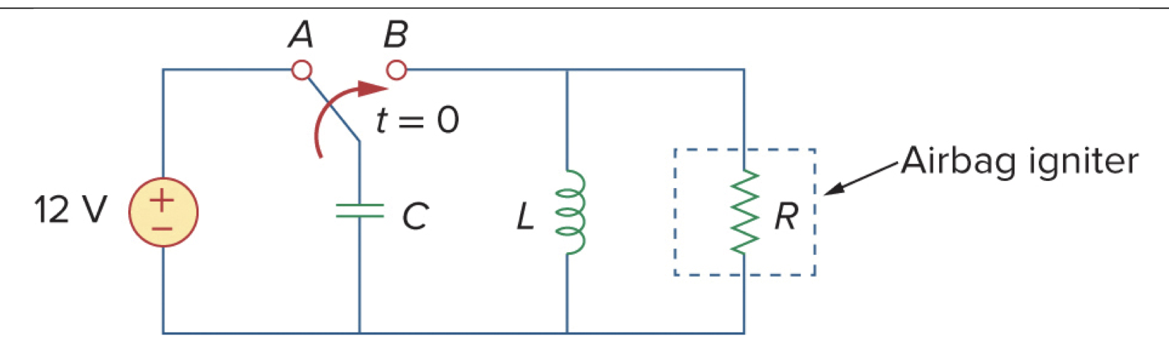 Solved An airbag igniter is modeled by the circuit. | Chegg.com
