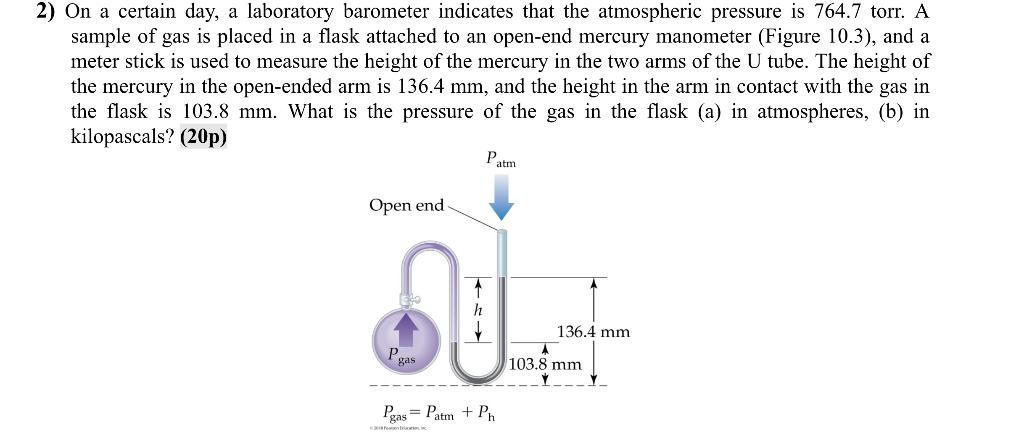 Solved 2) On a certain day, a laboratory barometer indicates | Chegg.com