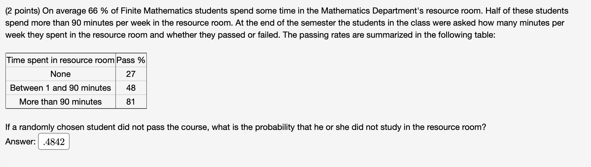 Solved (2 points) On average 66% of Finite Mathematics | Chegg.com
