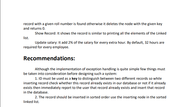 Solved Data structures Project Employee record management | Chegg.com