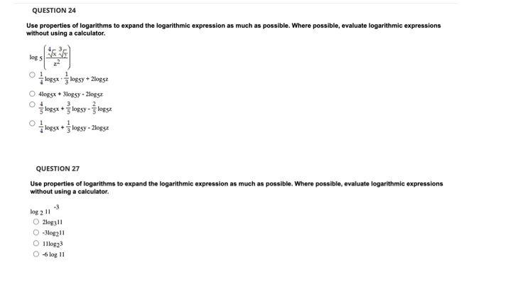 Solved Use Properties Of Logarithms To Expand The 