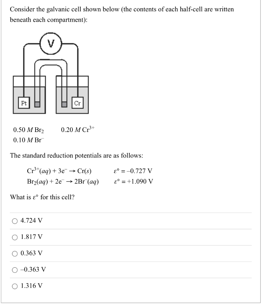 Solved Consider the galvanic cell shown below (the contents | Chegg.com