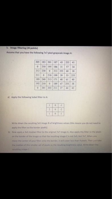 Solved 1 Image Filtering (20 points) Assume that you have | Chegg.com