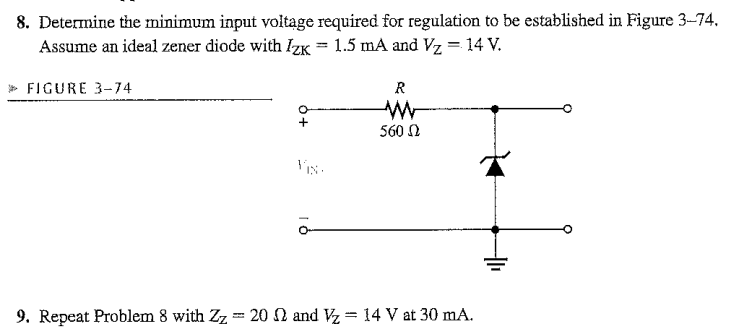 Solved 8. Deternine the minimum input voltage required for | Chegg.com