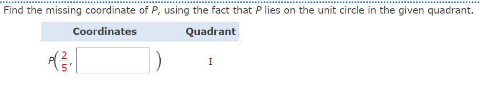 Solved Find the missing coordinate of P, using the fact that | Chegg.com