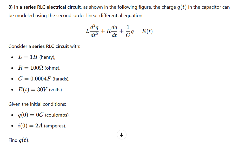 Solved In ﻿a series RLC ﻿electrical circuit, as ﻿shown in | Chegg.com