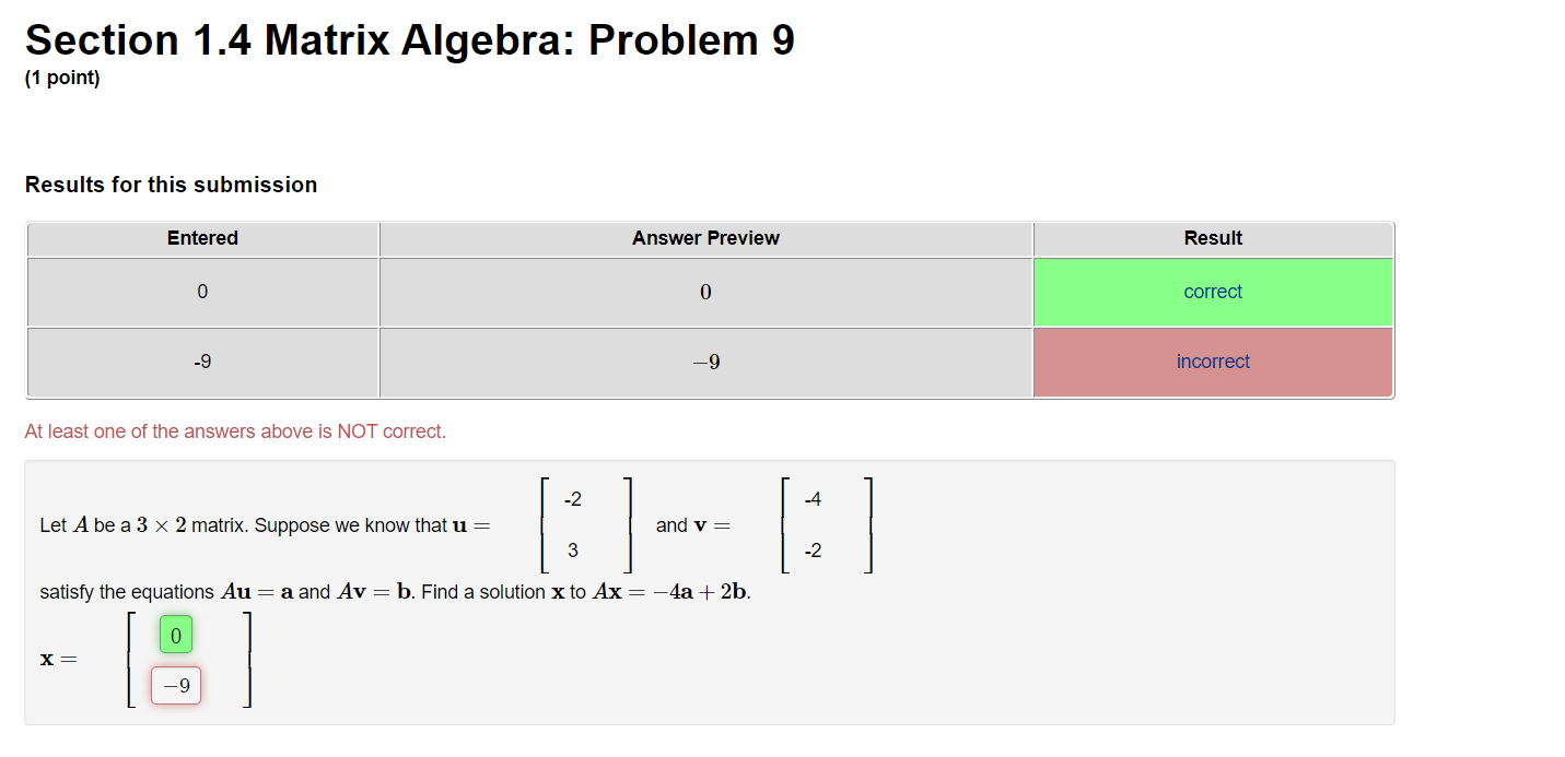 Solved Section 1 4 Matrix Algebra Problem 9 1 Point