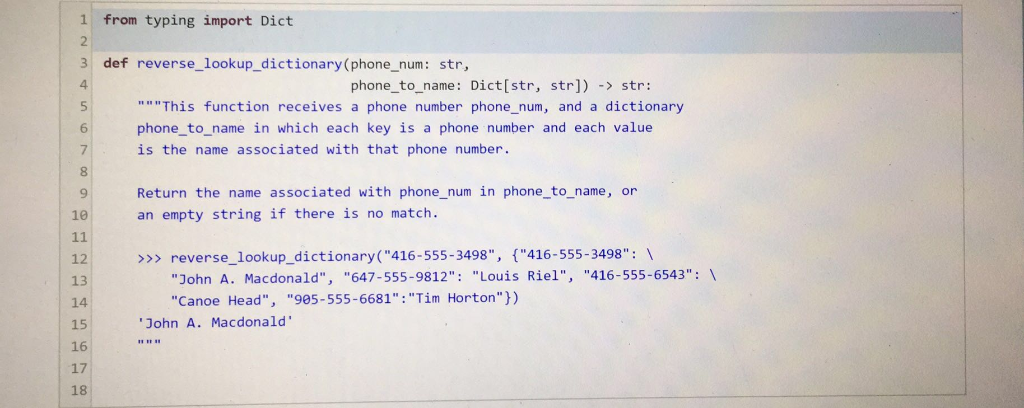 Solved from typing import Dict def | Chegg.com