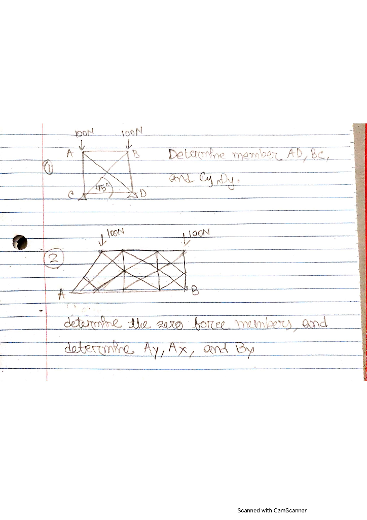Solved Truss Problems 1 Determined Member Ad Bc And