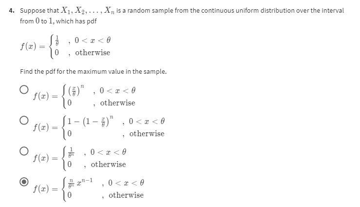 Solved 4. Suppose that X1,X2,…,Xn is a random sample from | Chegg.com