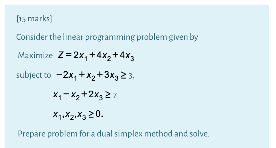 Solved 15 Marks Consider The Linear Programming Problem 0899