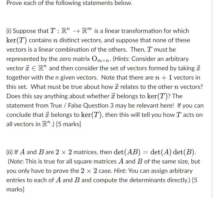 Solved Prove each of the following statements below. (i) | Chegg.com