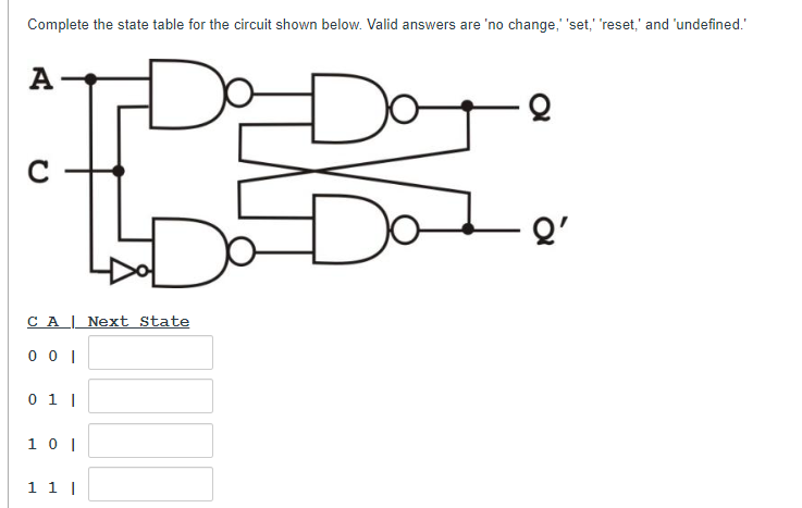 Solved Complete the state table for the circuit shown below. | Chegg.com
