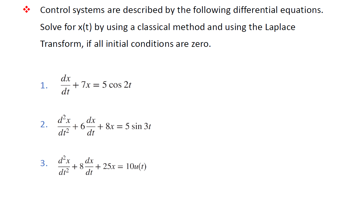 Solved Control systems are described by the following | Chegg.com