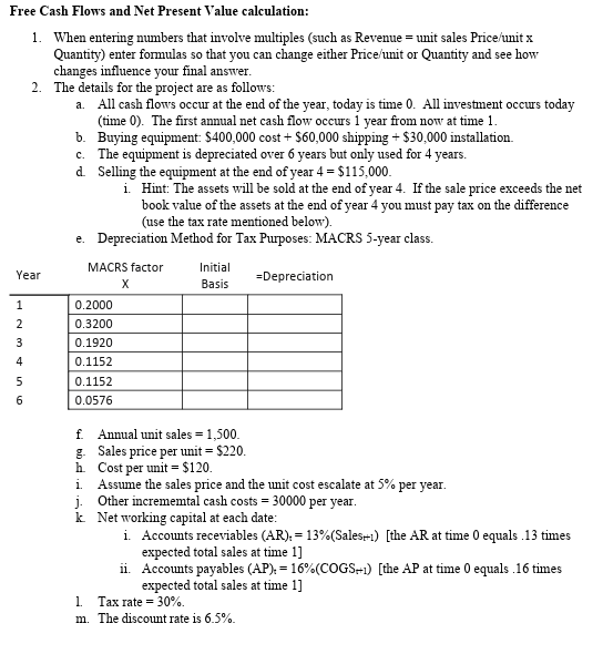 Solved Free Cash Flows and Net Present Value | Chegg.com