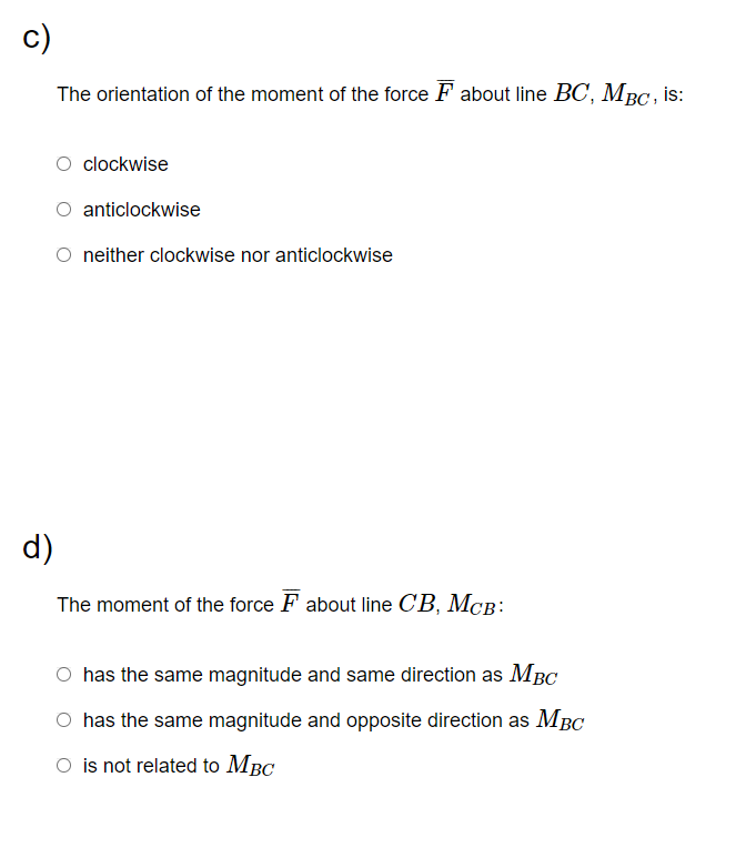 Solved Calculate the moment of the force Fˉ about point | Chegg.com