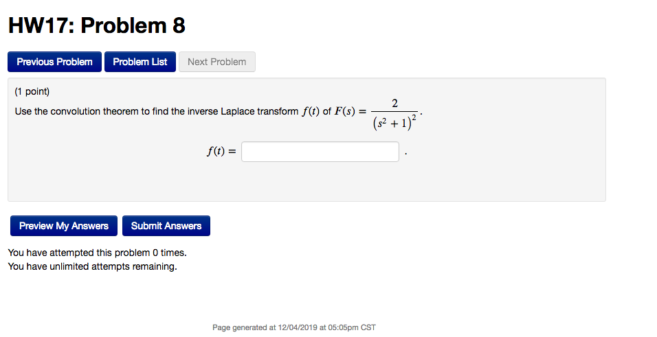 Solved HW17: Problem 8 Previous Problem Problem List Next | Chegg.com Solved HW17: Problem 8 Previous Problem Problem List Next | Chegg.com