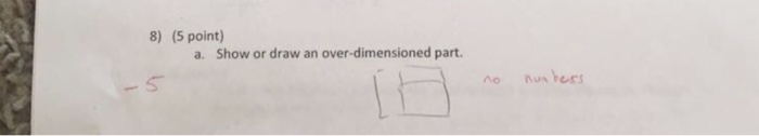 Solved 8) (5 point) a. Show or draw an over-dimensioned | Chegg.com