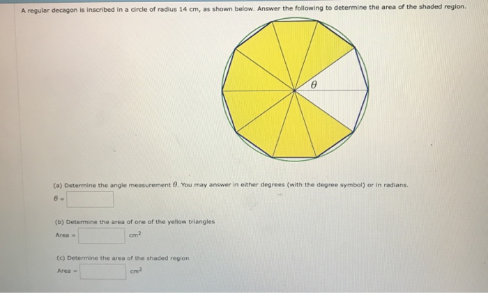 Solved A regular decagon is inscribed in a circle of radius | Chegg.com