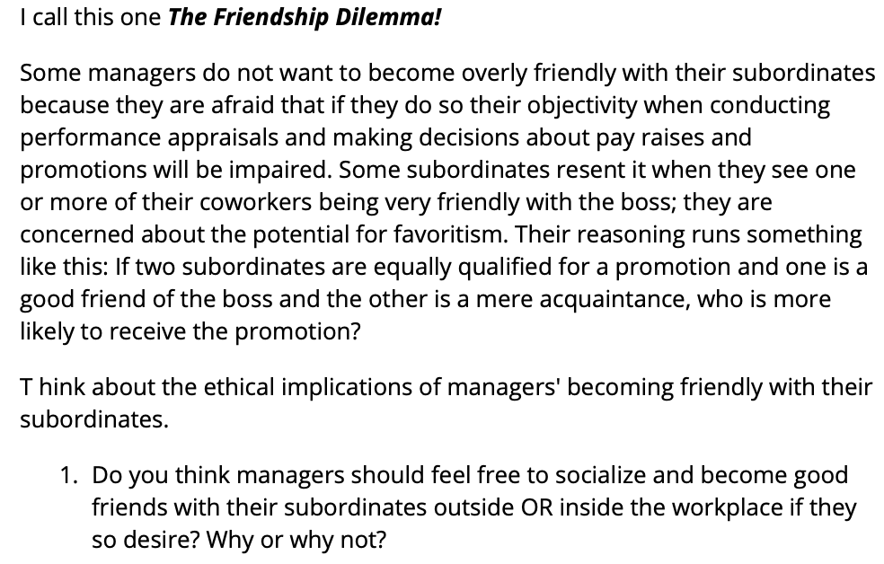 Solved I call this one The Friendship Dilemma! Some managers | Chegg.com