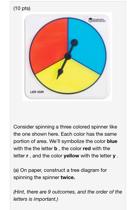 Solved (10 pts) LER 4320 Consider spinning a three colored | Chegg.com