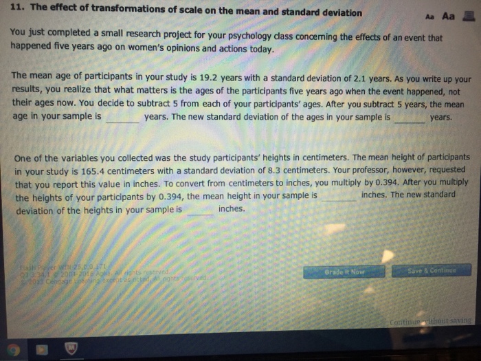 Solved 11. The effect of transformations of scale on the | Chegg.com