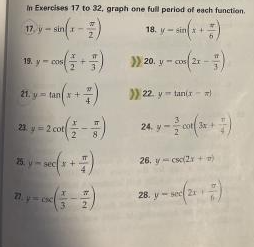 Solved In Exercises 17 to 32 , graph one full period of each | Chegg.com