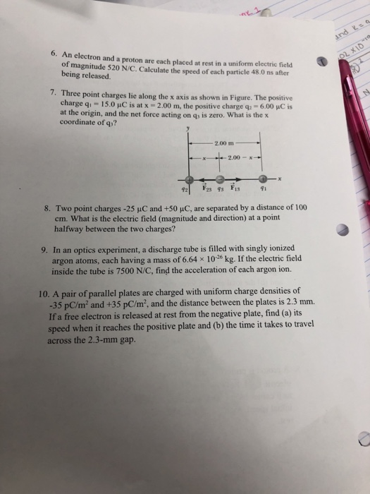 Solved 6. An electron and a proton are each placed at rest | Chegg.com