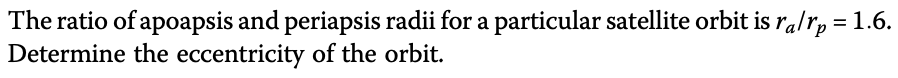 Solved The ratio of apoapsis and periapsis radii for a | Chegg.com