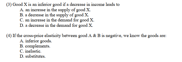 Solved (3) Good X is an inferior good if a decrease in | Chegg.com