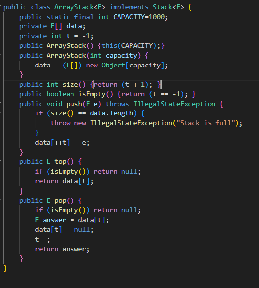 Solved public static final int CAPACITY =1000; private E[] | Chegg.com