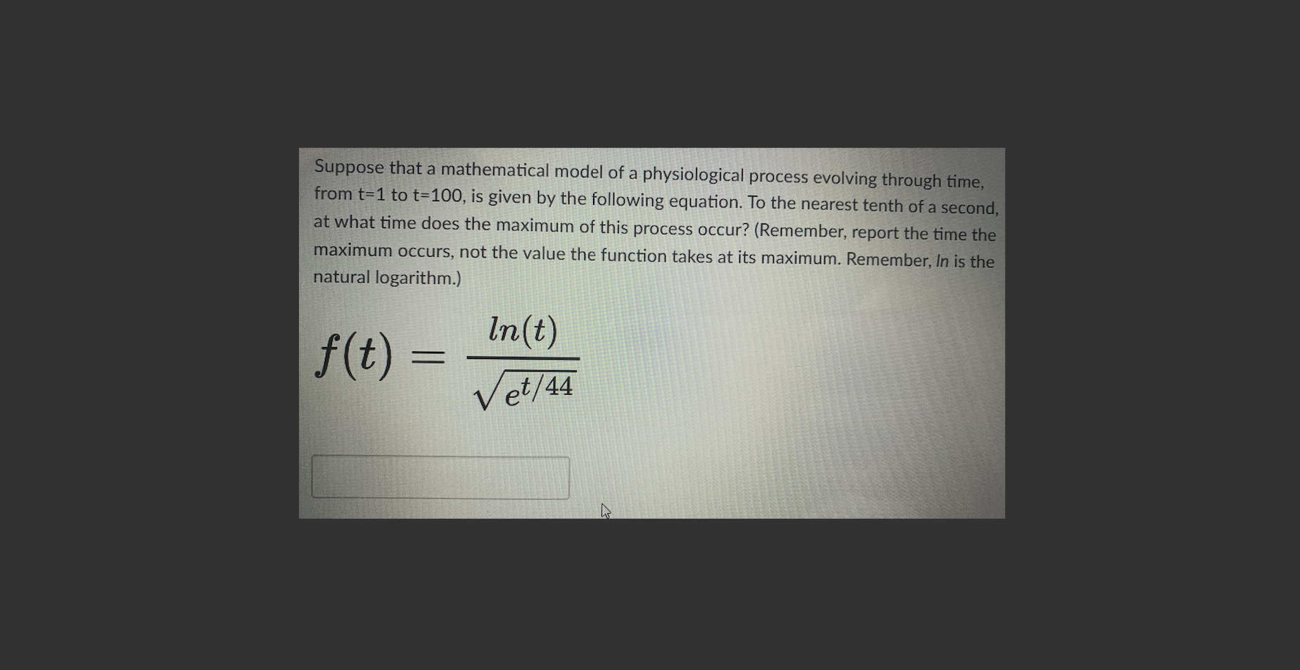 Solved Suppose that a mathematical model of a physiological | Chegg.com