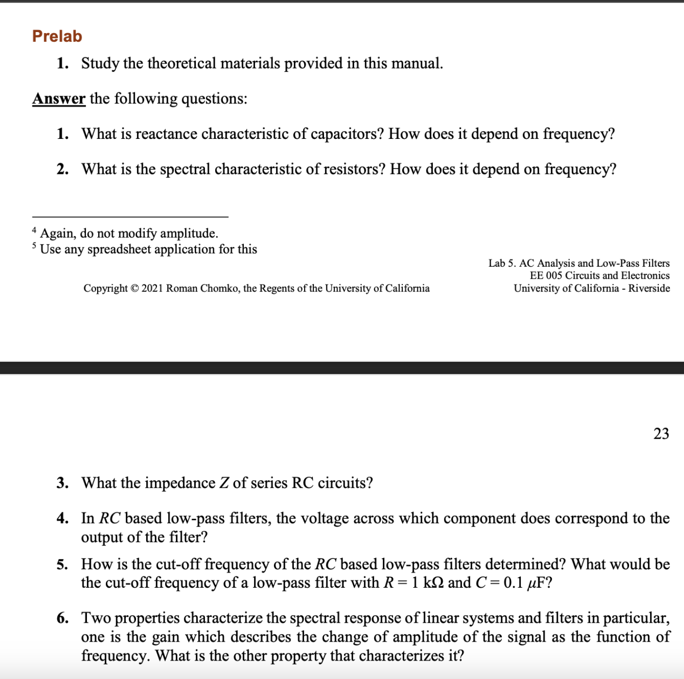 Solved Prelab 1. Study the theoretical materials provided in | Chegg.com