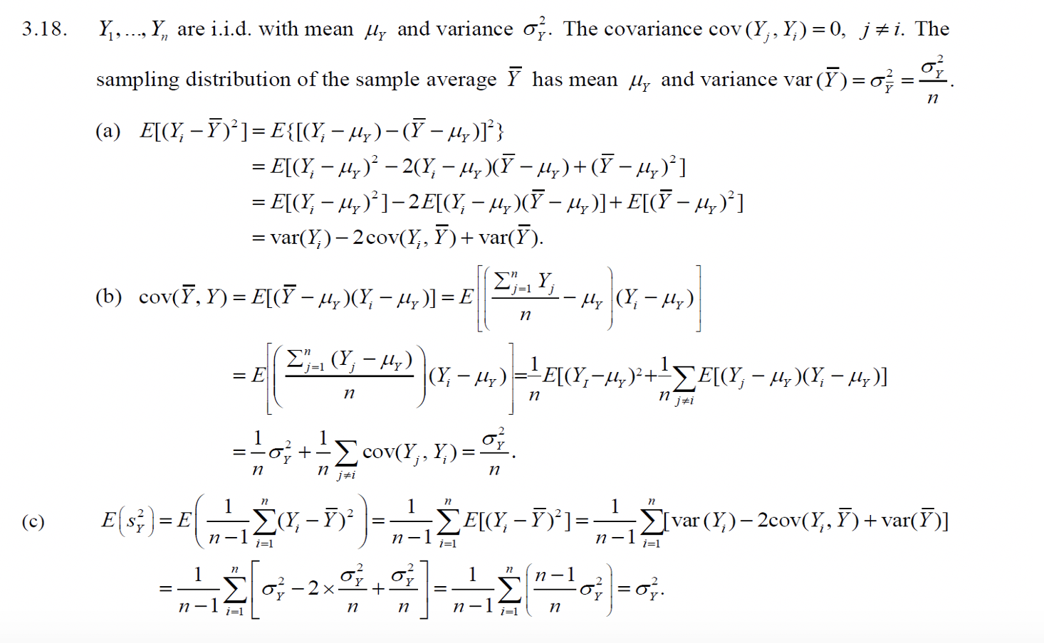 Solved 3.18 This exercise shows that the sample variance is | Chegg.com