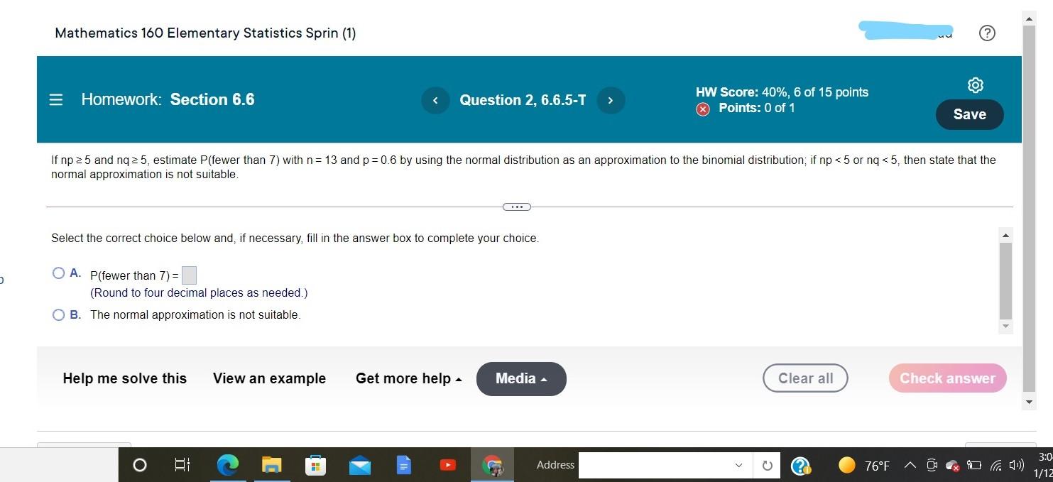 Solved Mathematics 160 Elementary Statistics Sprin (1) E | Chegg.com
