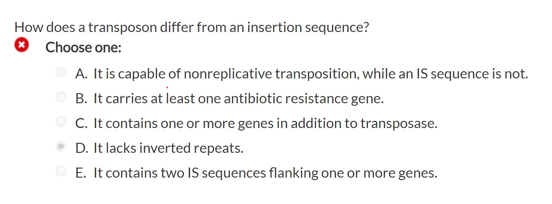 Solved How does a transposon differ from an insertion | Chegg.com