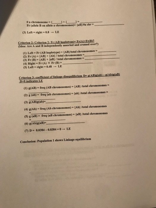 Solved Worksheet: Linkage Equilibrium or Linkage | Chegg.com