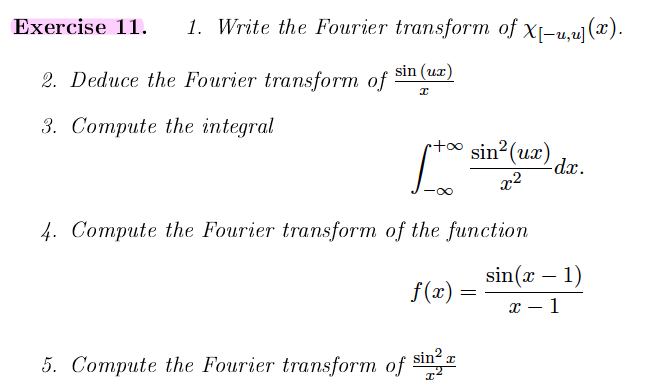 Exercise 5 - 11. (SEE PICTURE) Topic: Fourier | Chegg.com