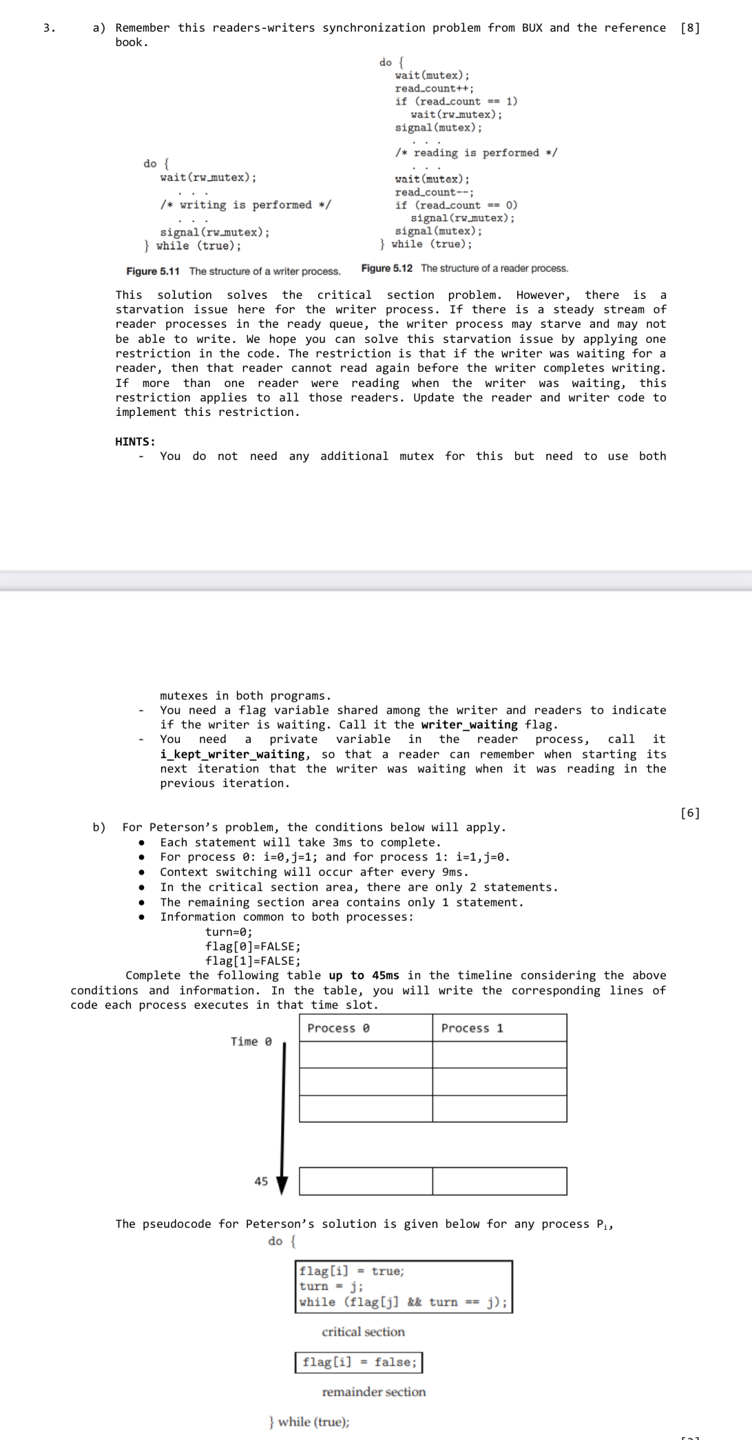 Solved 3. a) Remember this readers-writers synchronization | Chegg.com